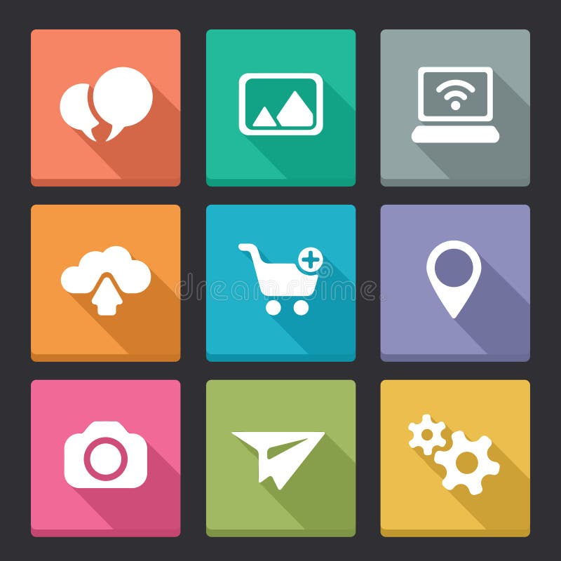 Flat icon set stock vector. Illustration of favorite - 32985620