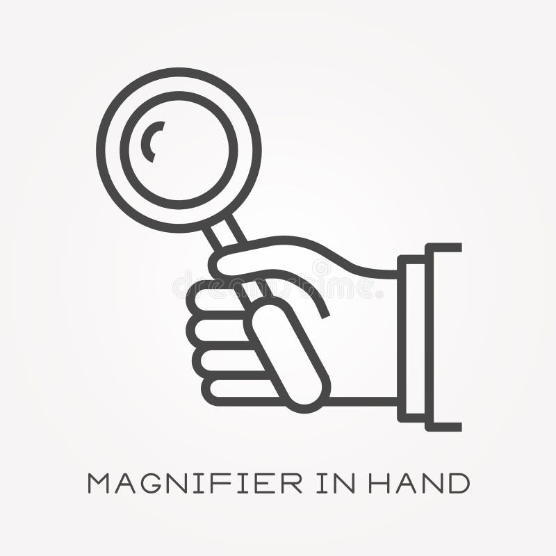 Flat Vector Icons with Magnifier in Hand Stock Vector - Illustration of ...