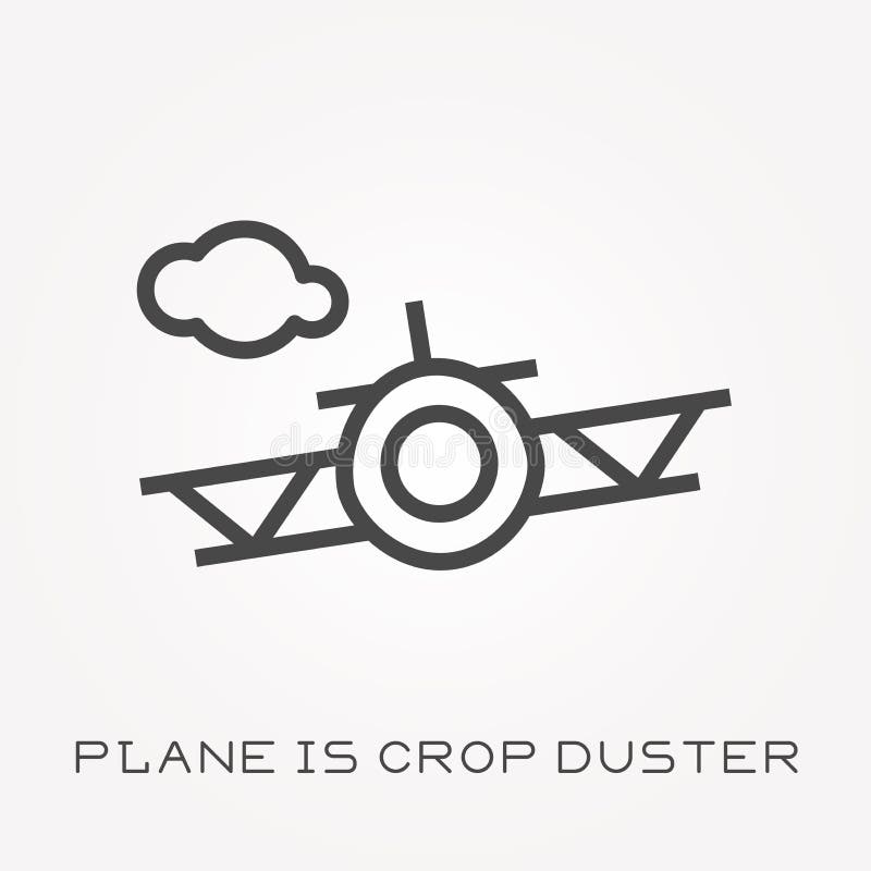 Flat Vector Icons With Plane Is Crop Duster Stock Vector - Illustration ...