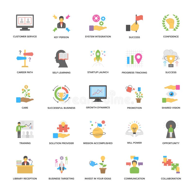 Flat Vector Icons Set of Success and Opportunities Stock Illustration ...