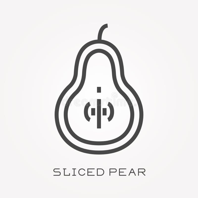 Flat Vector Icons with Sliced Pear Stock Vector - Illustration of icon ...