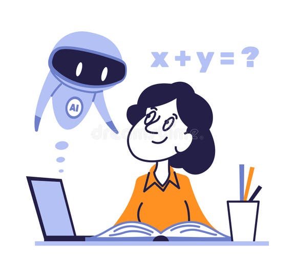 Flat Vector Illustration of AI Tutoring Concept Stock Vector ...