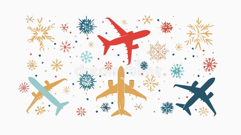 A Flat Vector Illustration of an Airplane Adorned with Delicate ...