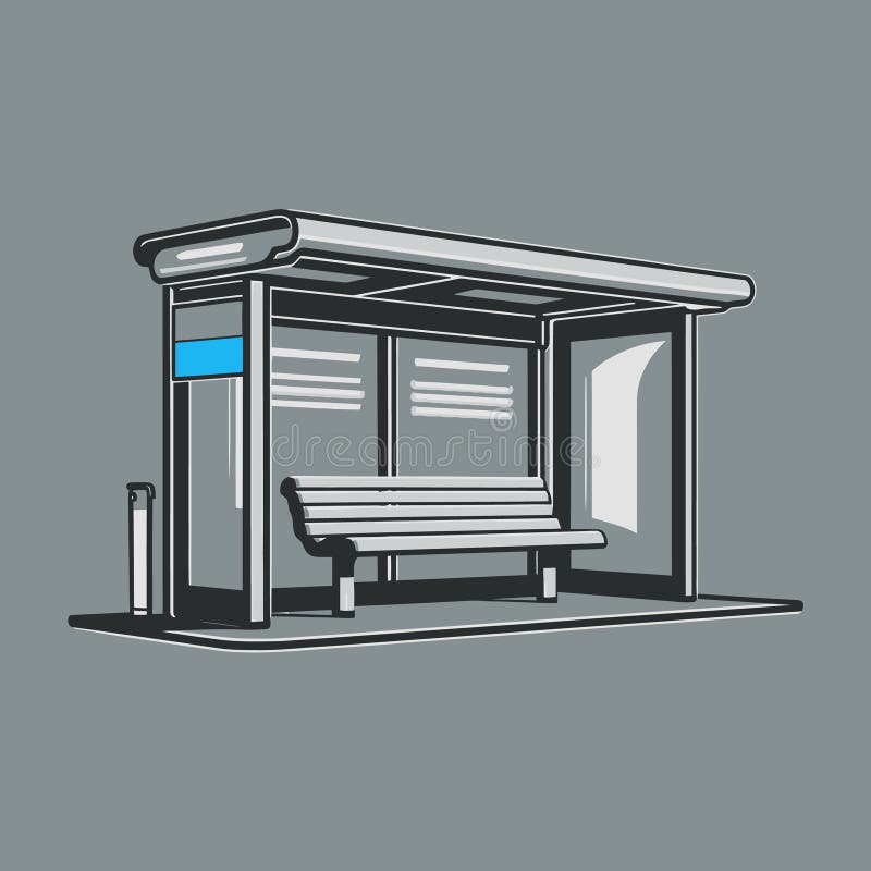 A Flat Vector Illustration of Bus Stop with Bench Isolated on Solid ...