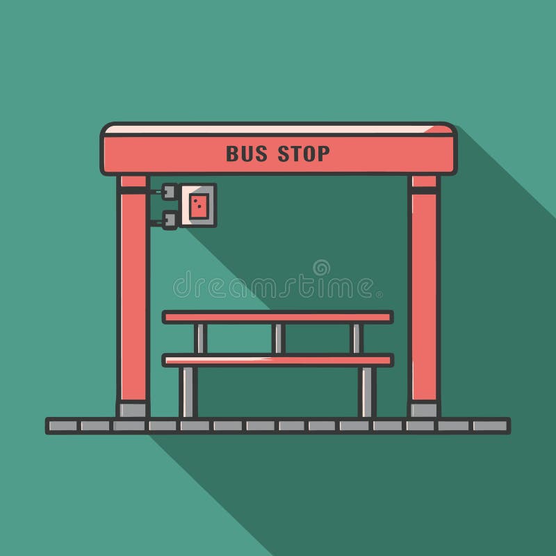 A Flat Vector Illustration of Bus Stop with Bench Isolated on Solid ...