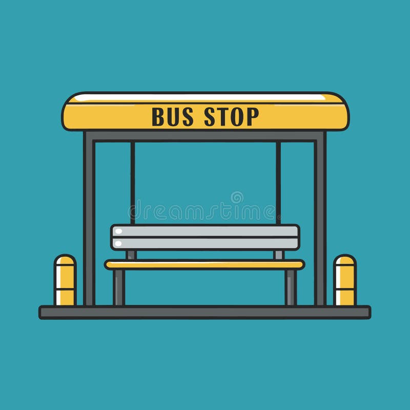 A Flat Vector Illustration of Bus Stop with Bench Isolated on Solid ...