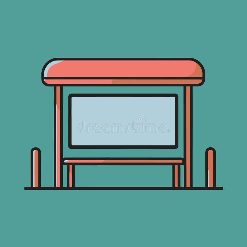 A Flat Vector Illustration of Bus Stop with Bench Isolated on Solid ...