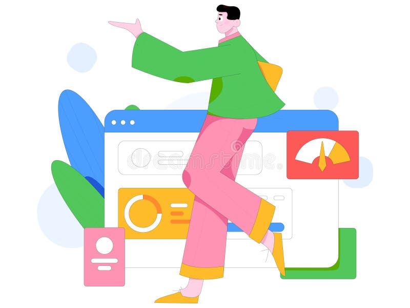 Flat Vector Illustration of Business People Operating Work Scene Stock ...