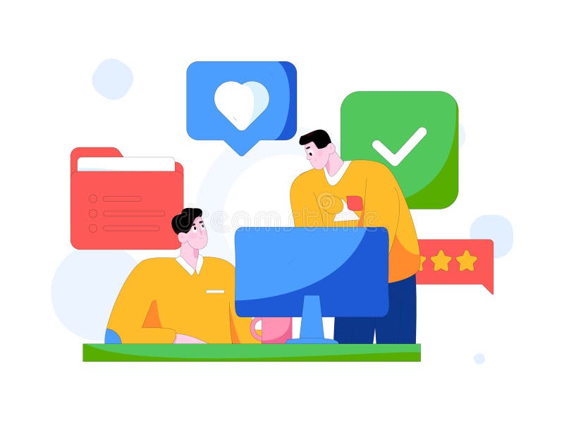 Flat Vector Illustration of Business People Operating Work Scene Stock ...