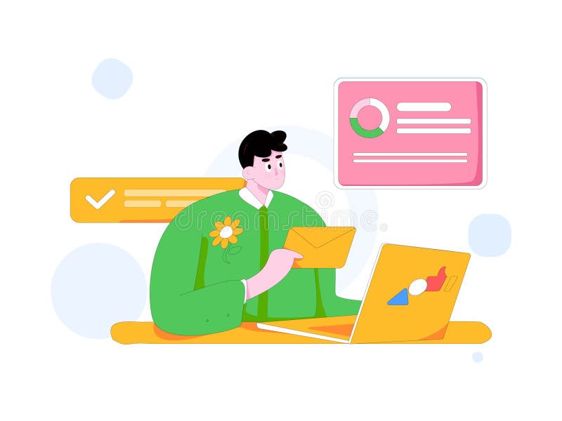 Flat Vector Illustration of Business People Operating Work Scene Stock ...