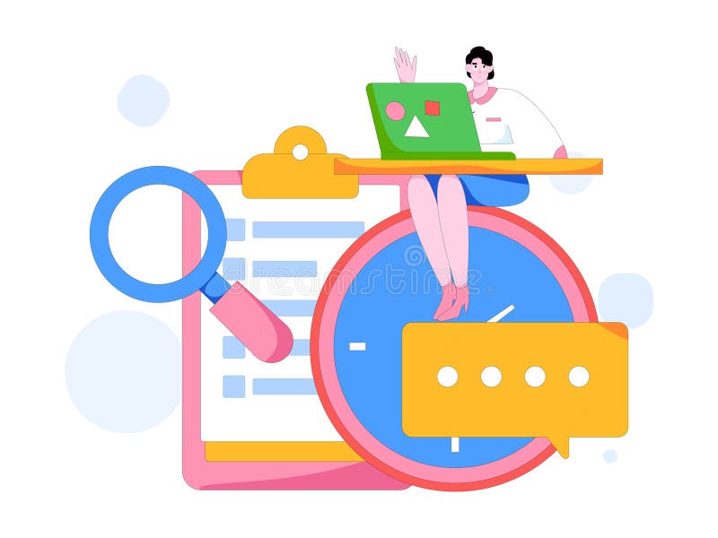 Flat Vector Illustration of Business People Operating Work Scene Stock ...