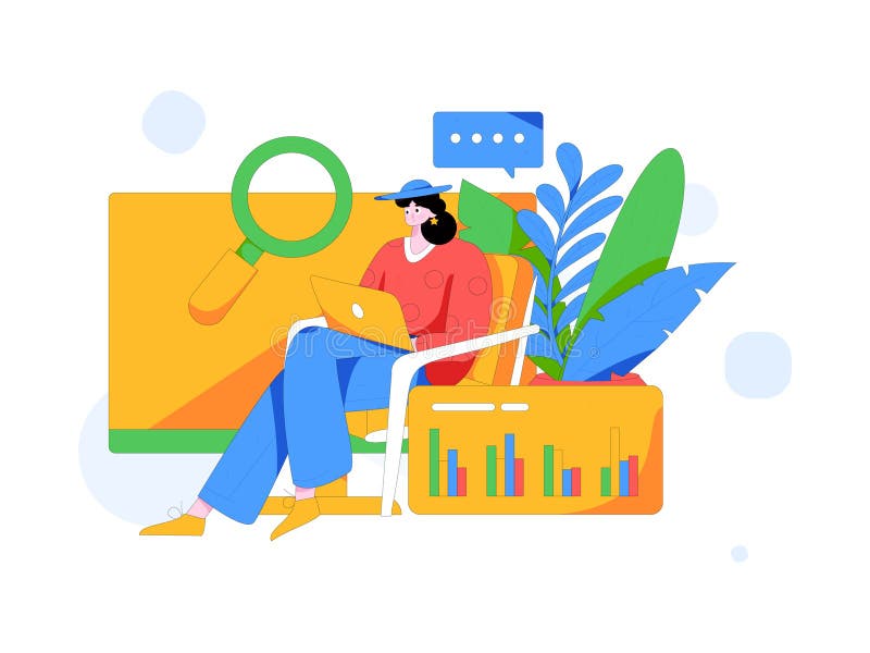 Flat Vector Illustration of Business People Operating Work Scene Stock ...