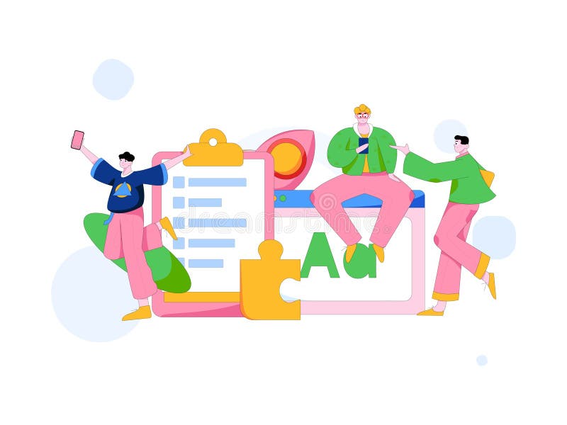 Flat Vector Illustration of Business People Operating Work Scene Stock ...