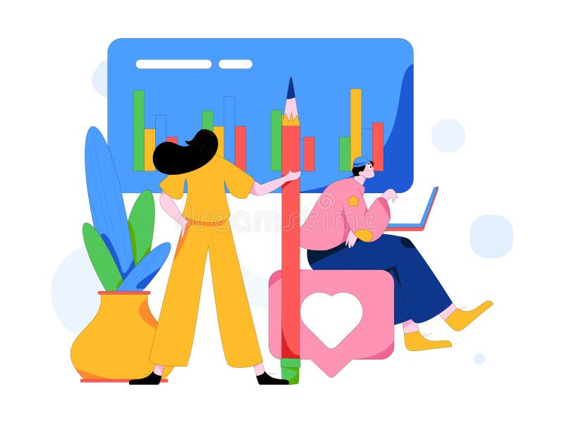 Flat Vector Illustration of Business People Operating Work Scene Stock ...