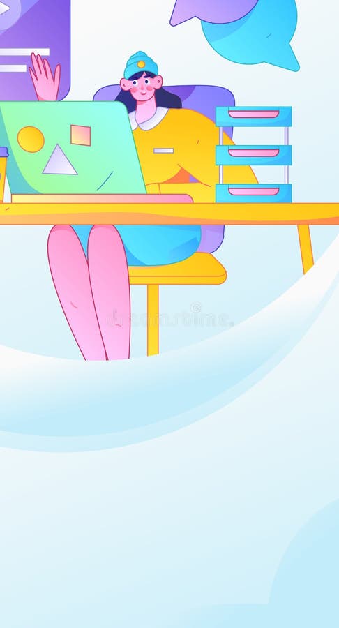 Flat Vector Illustration of Business People Operating Work Scene Stock ...