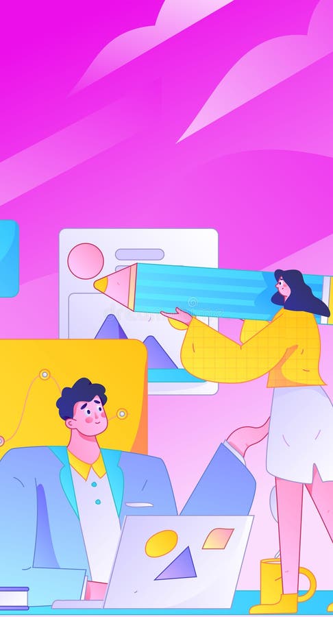 Flat Vector Illustration of Business People Operating Work Scene Stock ...