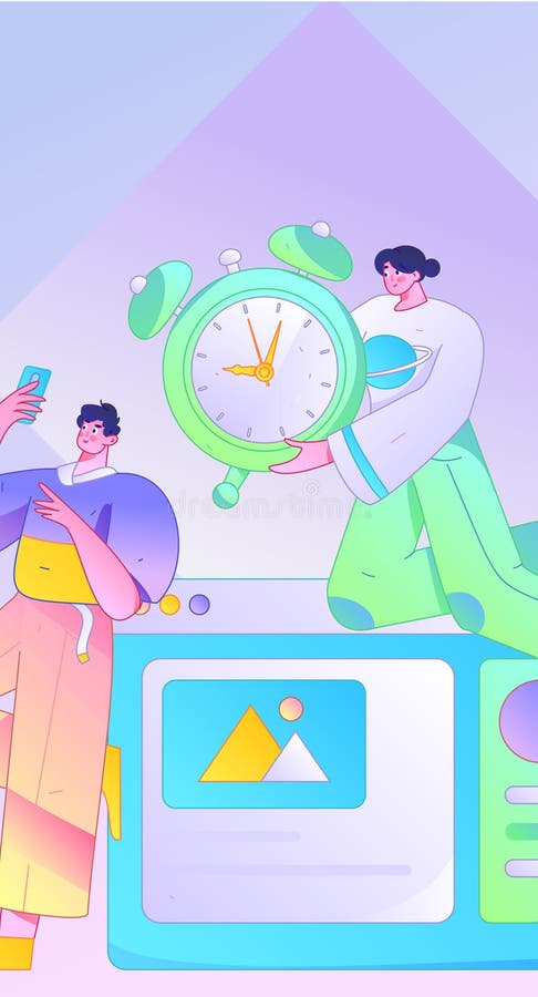 Flat Vector Illustration of Business People Operating Work Scene Stock ...