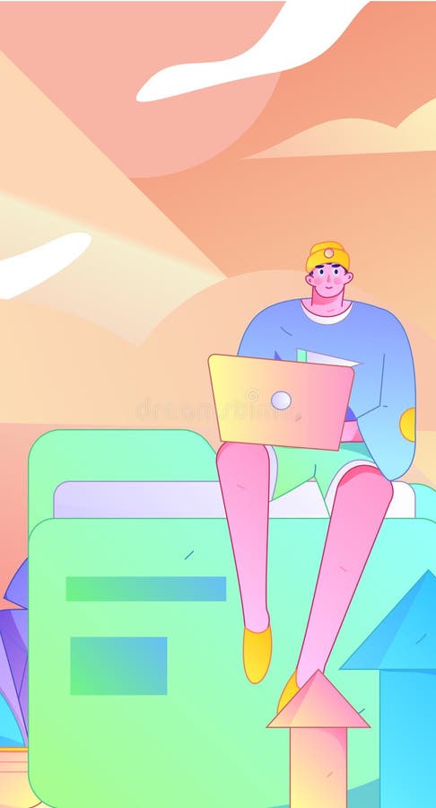 Flat Vector Illustration of Business People Operating Work Scene Stock ...