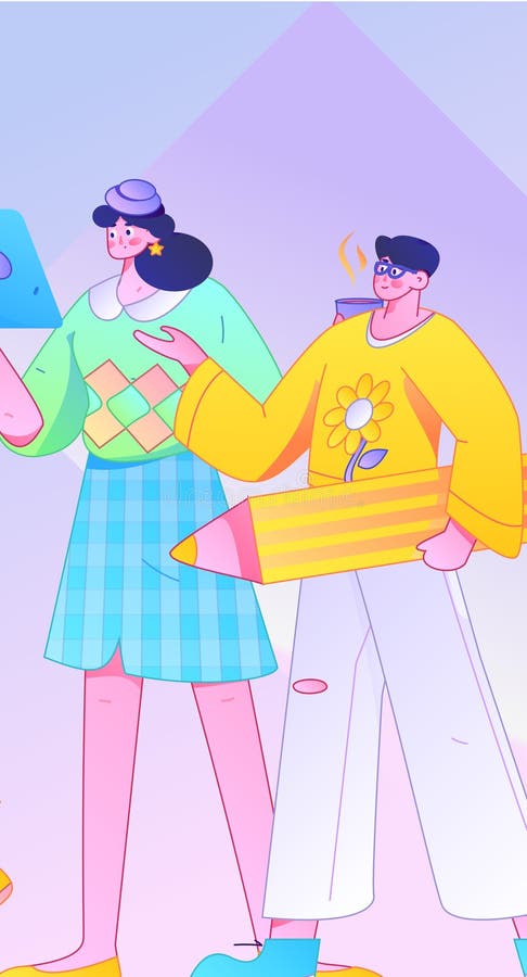 Flat Vector Illustration of Business People Operating Work Scene Stock ...