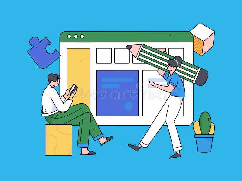 Flat Vector Illustration of Business People Operating Work Scene Stock ...