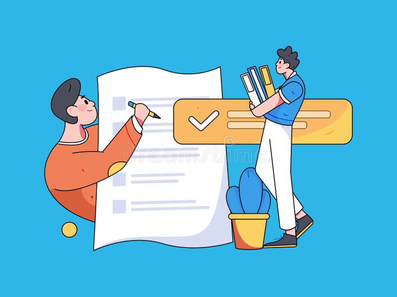 Flat Vector Illustration of Business People Operating Work Scene Stock ...