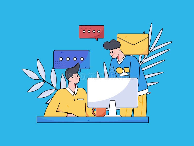 Flat Vector Illustration of Business People Operating Work Scene Stock ...