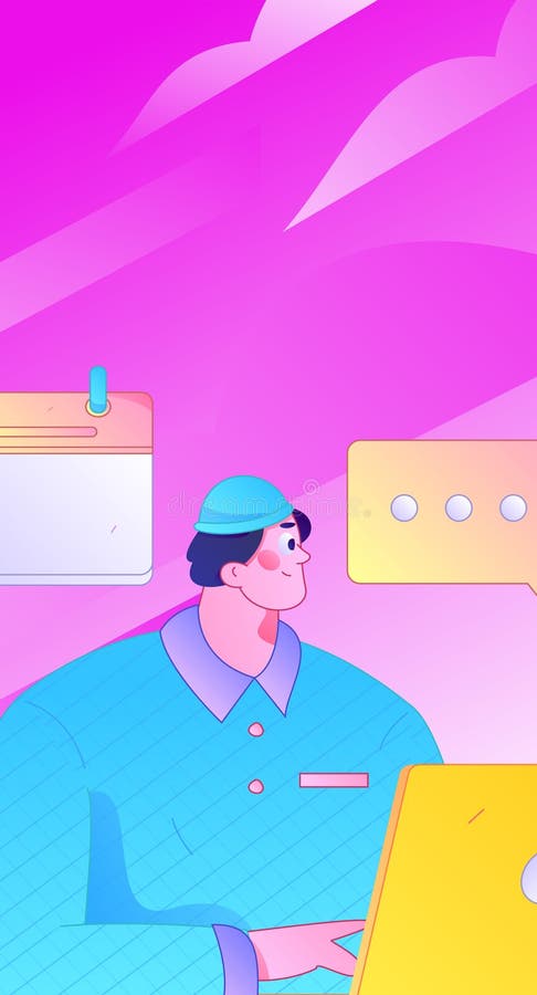 Flat Vector Illustration of Business People Operating Work Scene Stock ...