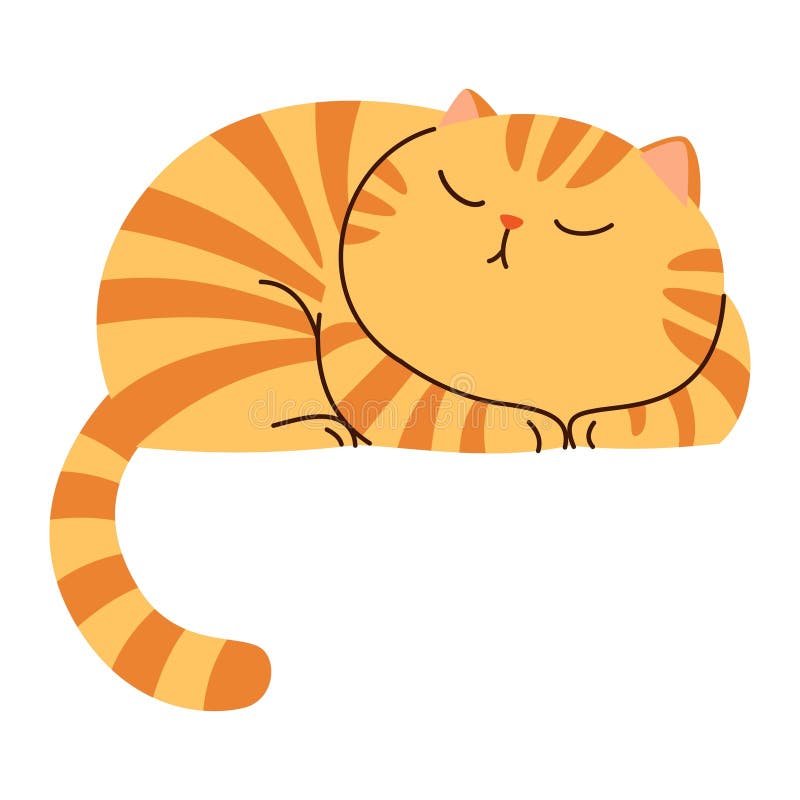 Flat Vector Illustration in Children S Style. Cute Cat Sleeping Stock ...