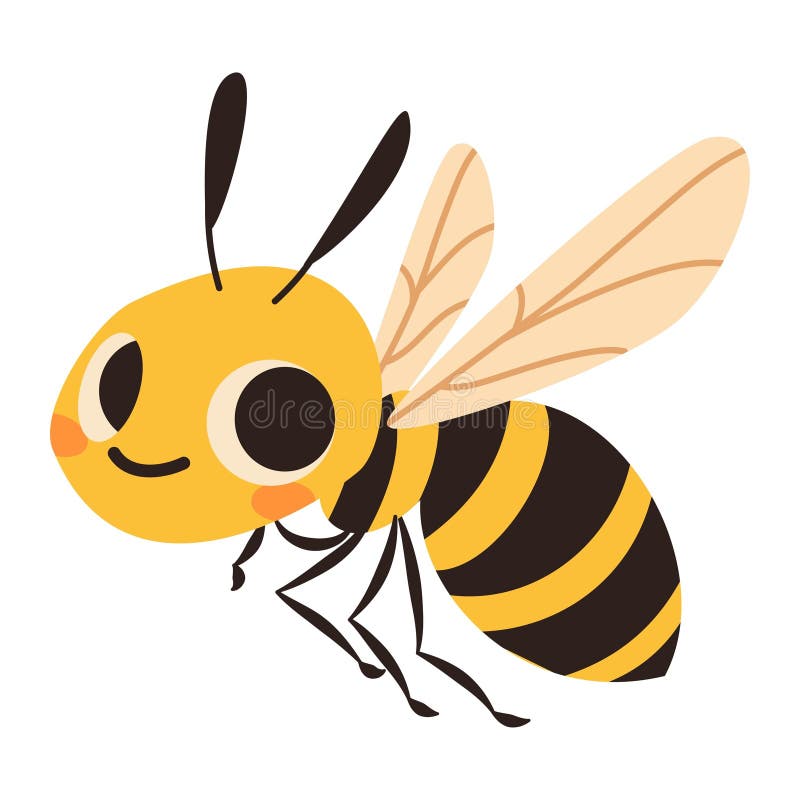 Flat Vector Illustration in Children S Style. Cute Wasp on White ...
