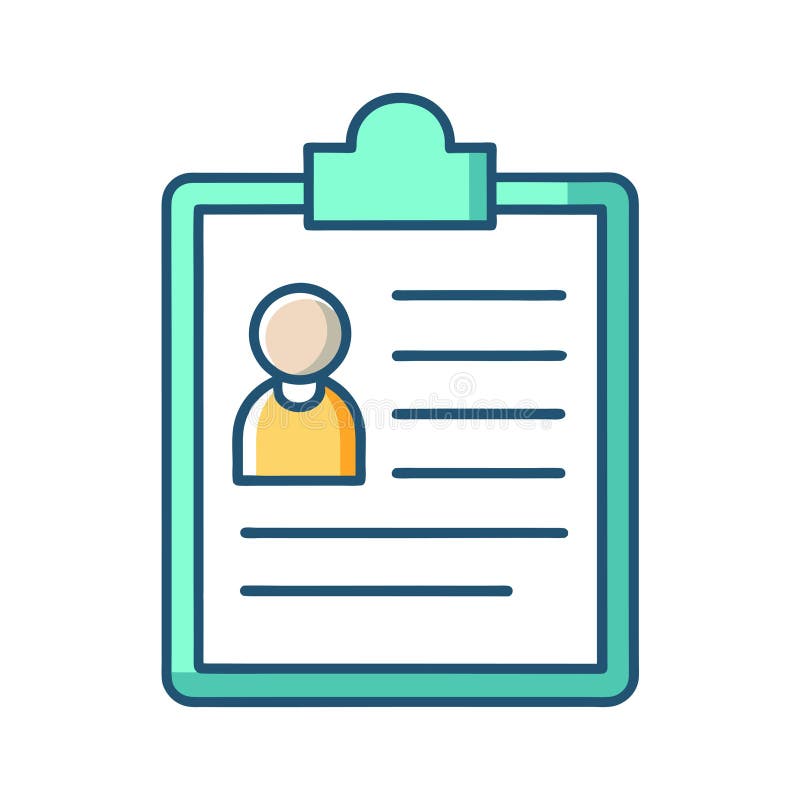 Clipboard Document with Profile Icon and Lines Representing Text in a ...