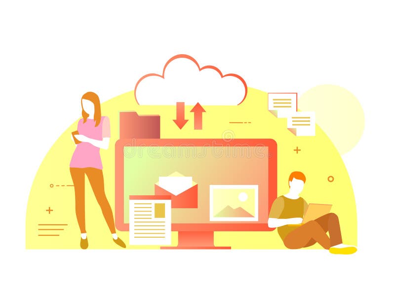 Flat Vector Illustration of Cloud for All Devices. All in Your Device ...