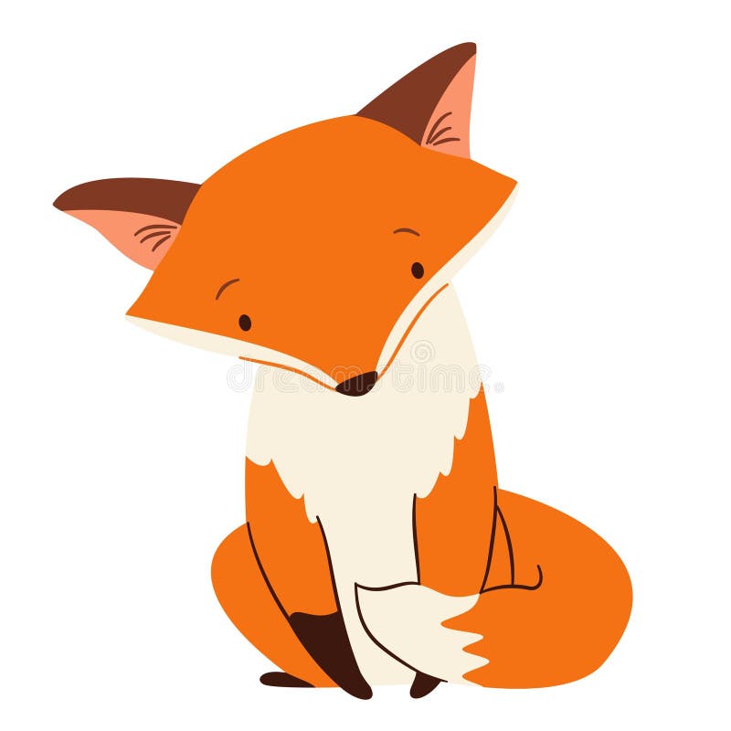 Flat Vector Illustration. Cute Forest Kind Fox Stock Illustration ...