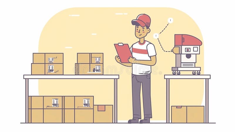 A Flat Vector Illustration of an Employee Holding a Customer Order Form ...