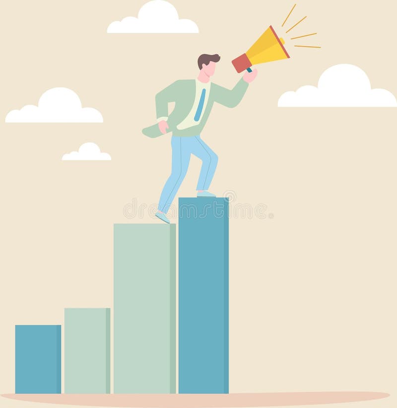 Flat Vector Illustration of Business Growth and Success Concept a Man ...