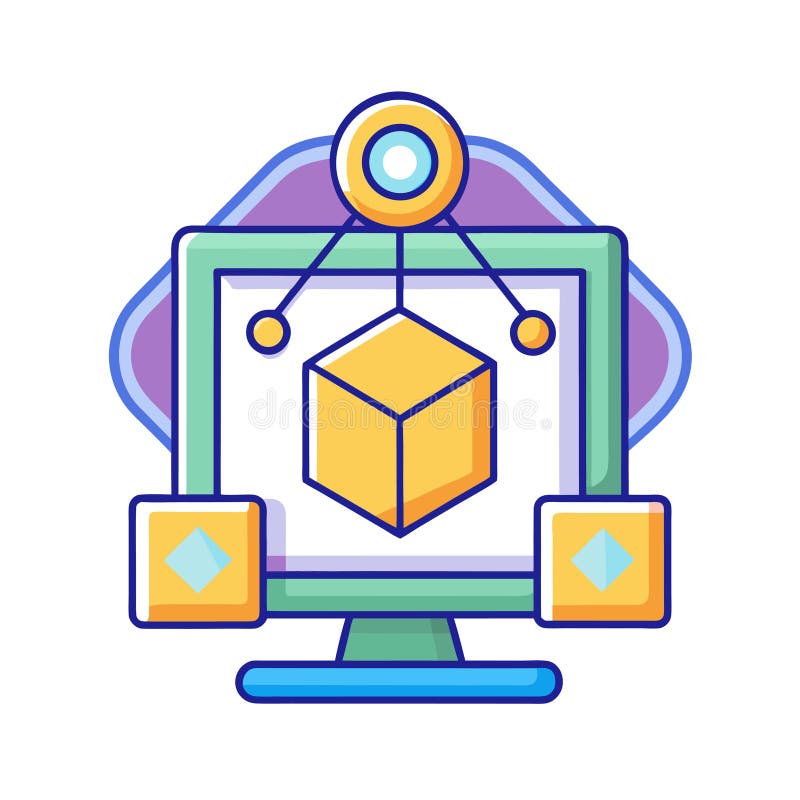 3D Modeling Software Interface Depicting a Cube Connected To Controls ...