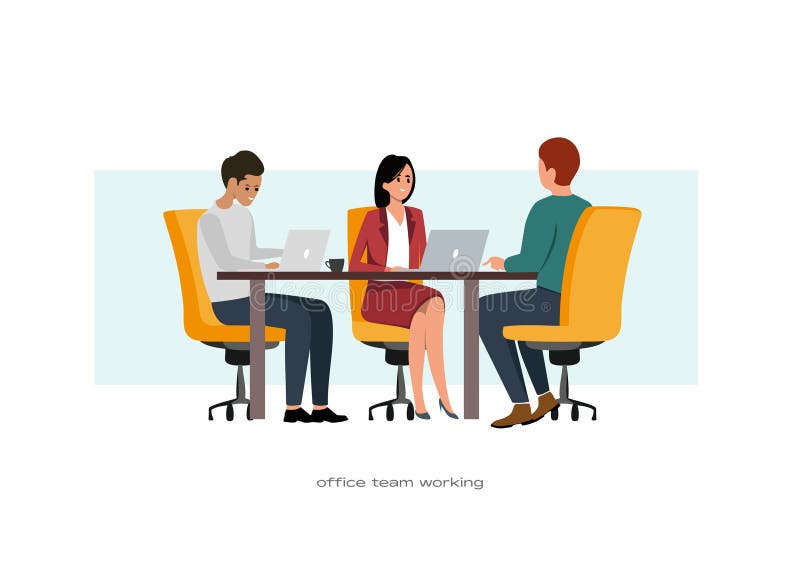 Flat Vector Illustration of Diverse Office Team Working Together on a ...