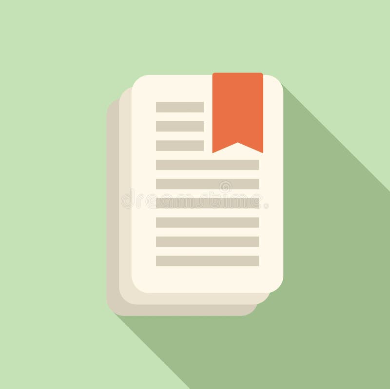 Flat Vector Illustration of Document Icon with Bookmark Stock Vector ...