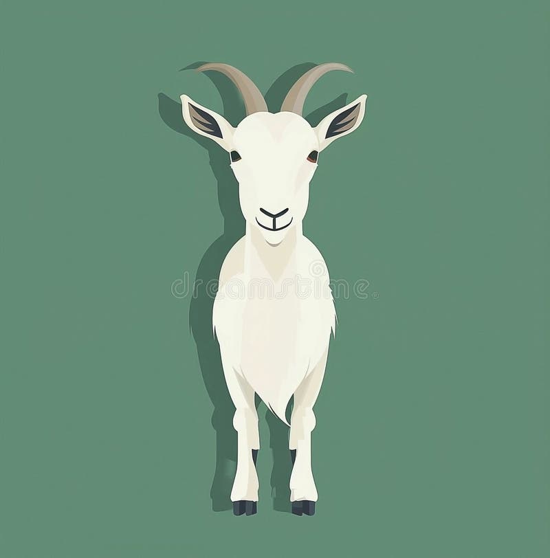 Minimalistic Flat Vector Illustration of Goat on Green Background Stock ...