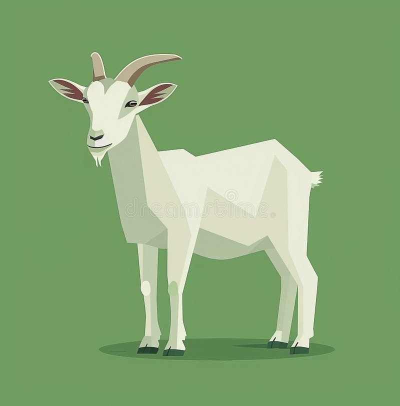 Minimalistic Flat Vector Illustration of Goat on Green Background Stock ...