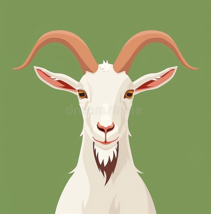 Minimalistic Flat Vector Illustration of Goat on Green Background Stock ...