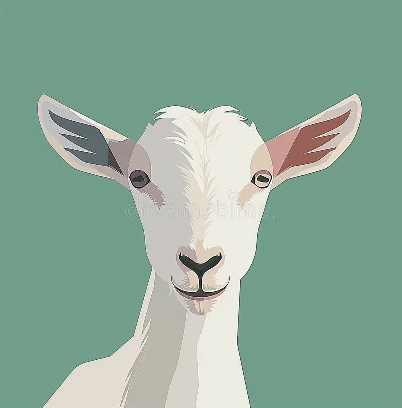 Minimalistic Flat Vector Illustration of Goat on Green Background Stock ...