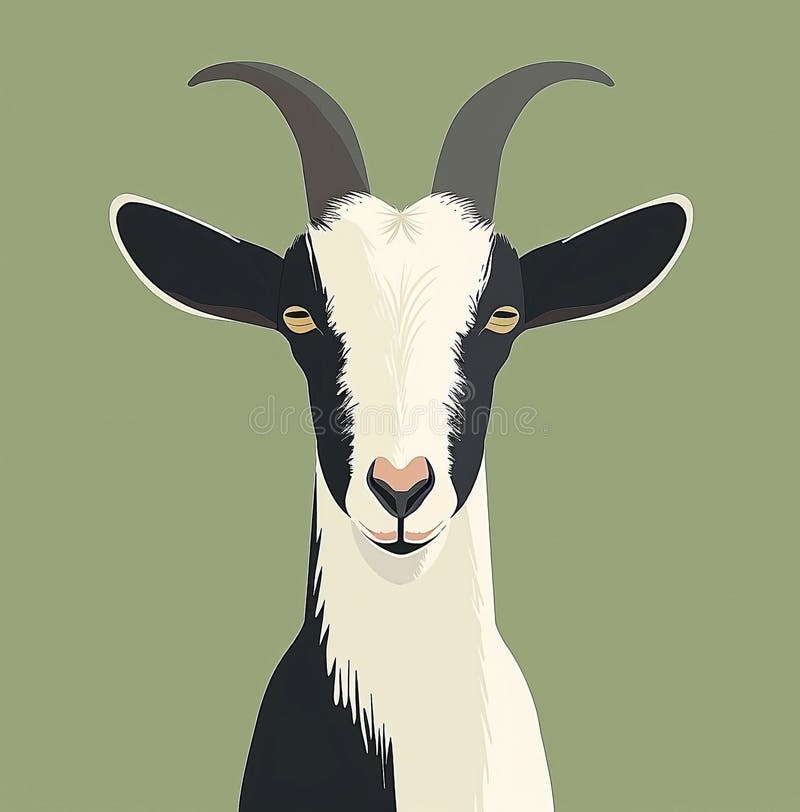 Minimalistic Flat Vector Illustration of Goat on Green Background Stock ...