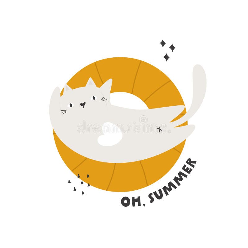 Cute Cat Floating Summer Stock Illustrations – 95 Cute Cat Floating ...