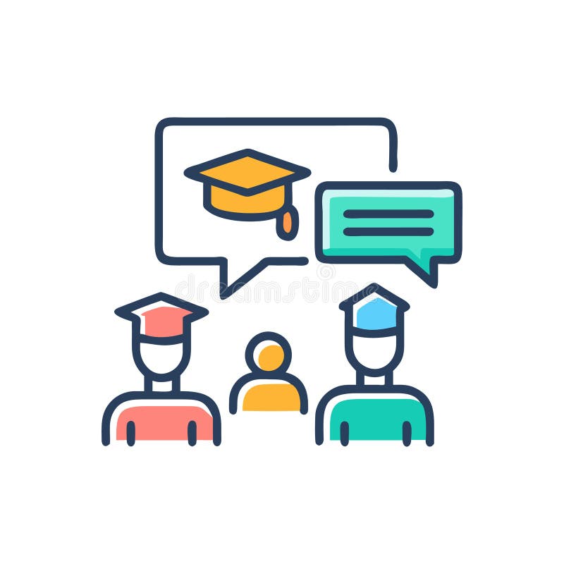 Graduation Discussion Vector Illustration in Flat Style Design Stock ...