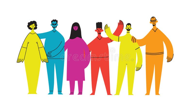 Flat Illustration of a Group Containing Inclusive and Diversified ...
