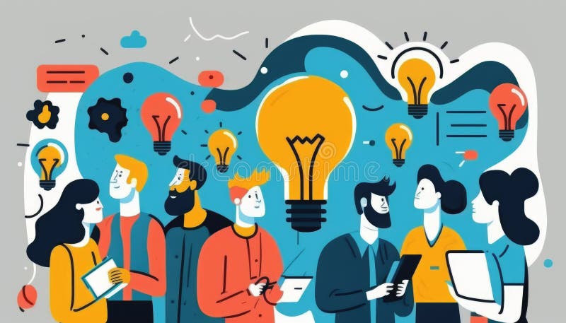 Flat Vector Illustration Group of People Characters are Thinking about ...