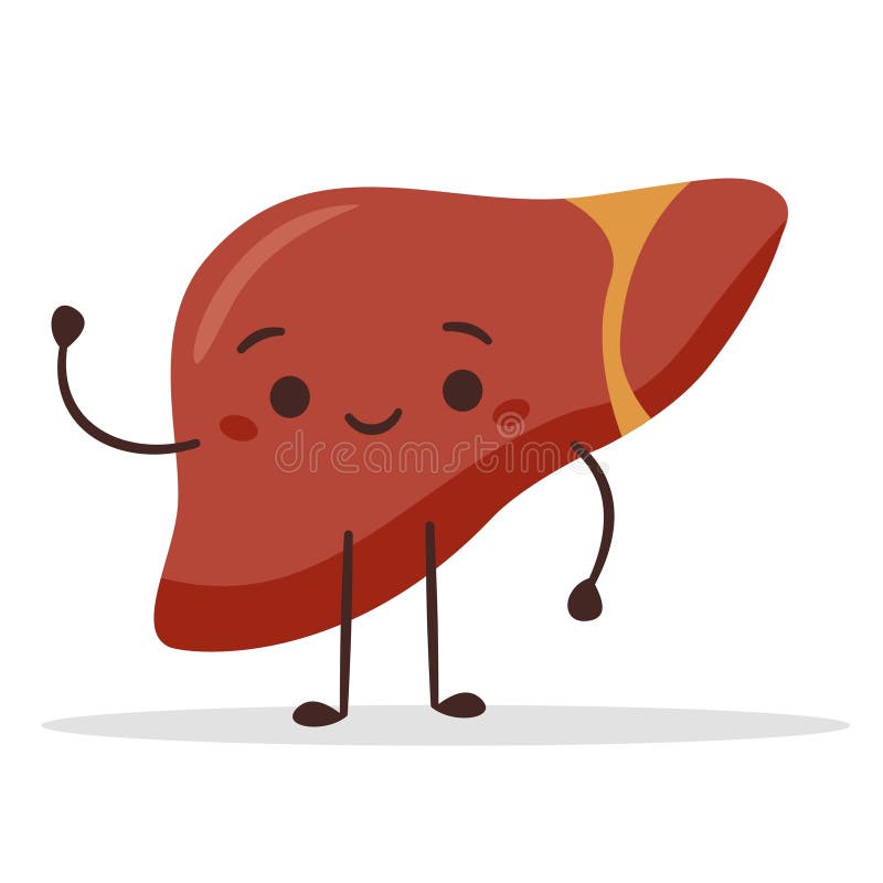 Flat Vector Illustration. Healthy Liver with a Smiling Face Waving ...