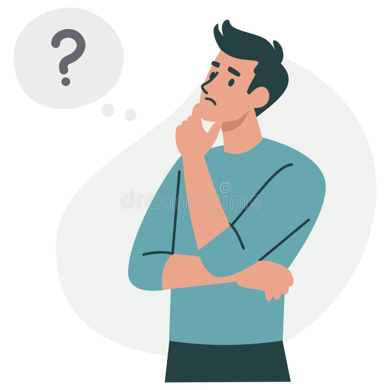 Flat Vector Illustration. a Man is Sitting in a Pensive Pose and ...