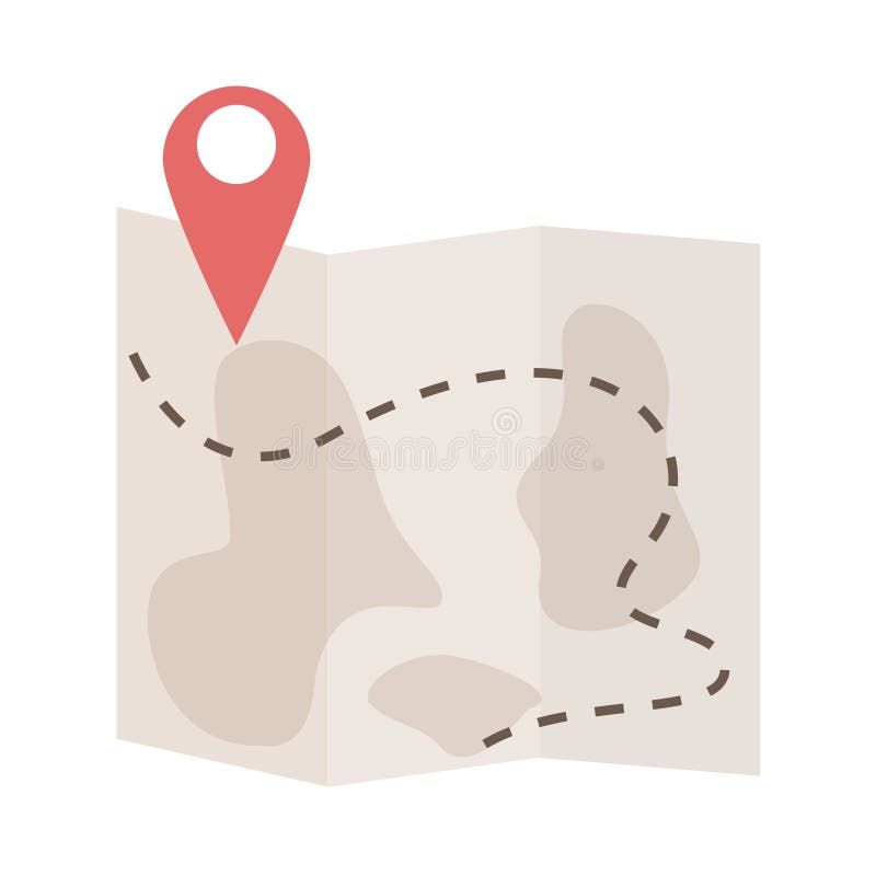 Flat Illustration of Map with Pinned Location Stock Vector ...