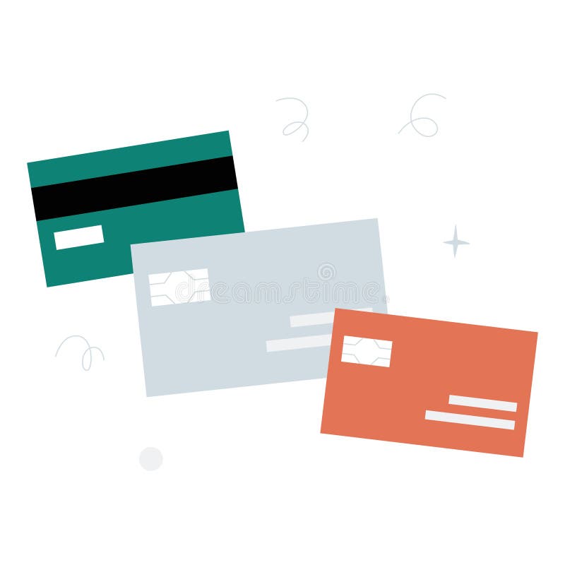 Credit Cards in Flat Vector Illustration Symbolizing Digital Payments ...
